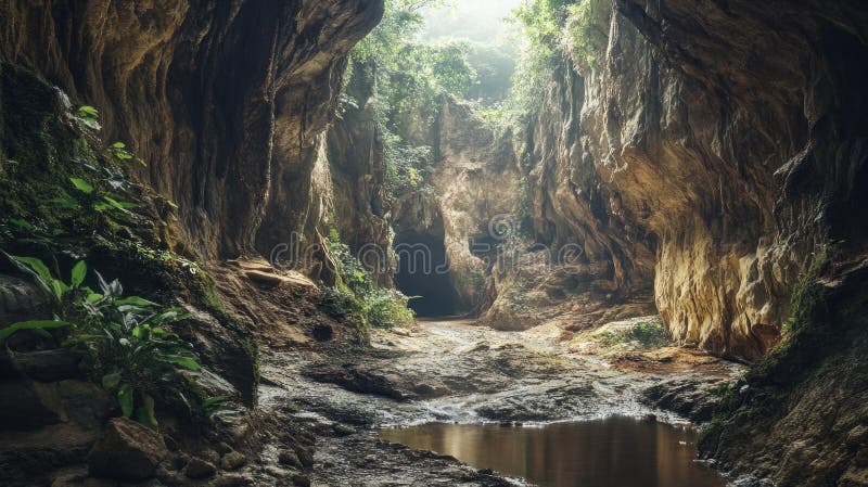 Cave Stream Landscape stock image. Image of water, peaceful - 378138221