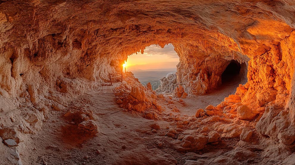 Cave Sunset Exit, Mountain Landscape, Exploration Stock Photo - Image ...
