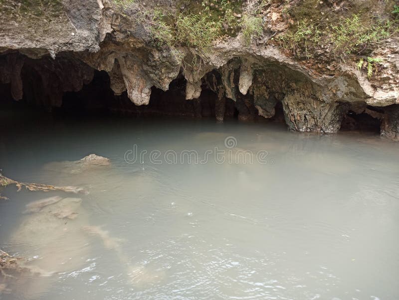 Cave Tunnel River Flow in Photo from Landscape Angle Stock Image ...