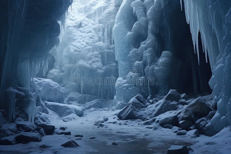 Cave Walls Covered with Icy Formations Stock Image - Image of ...
