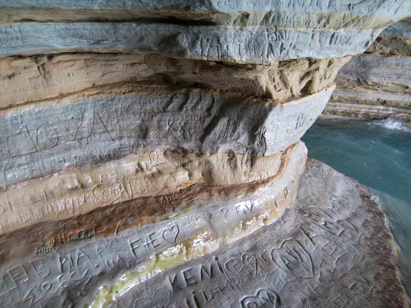 Cave Where Lovers Carved they Names on the Stone Wall Editorial Stock ...