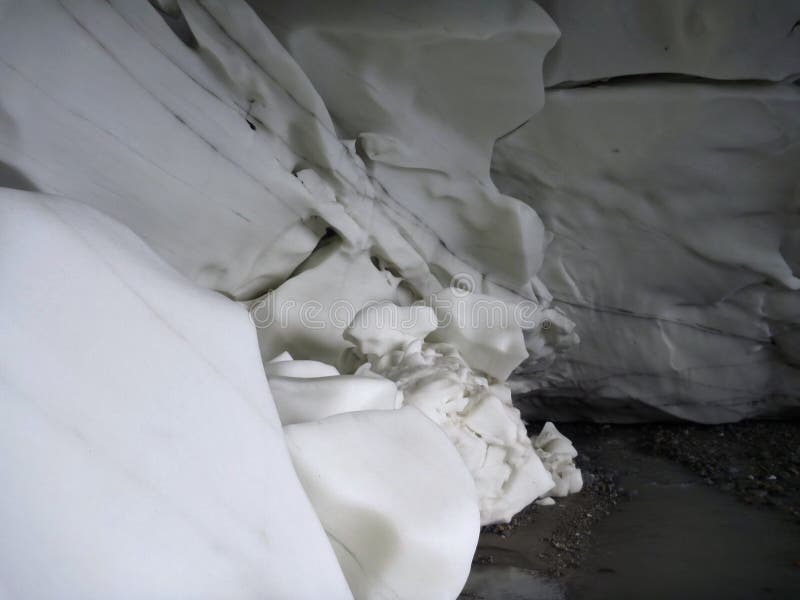 Cave in the White Ice of the Glacier Stock Photo - Image of gases ...