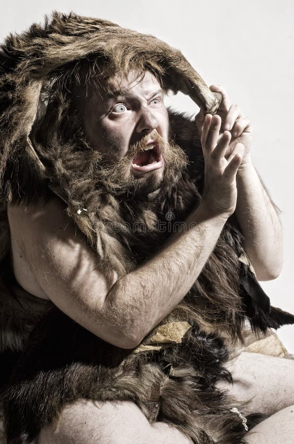 Caveman in bear skin stock photo. Image of hairy, animal - 22187554
