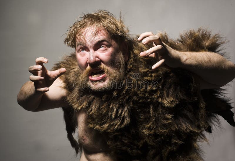 Caveman in bear skin stock image. Image of carnival, mammoth - 22188379