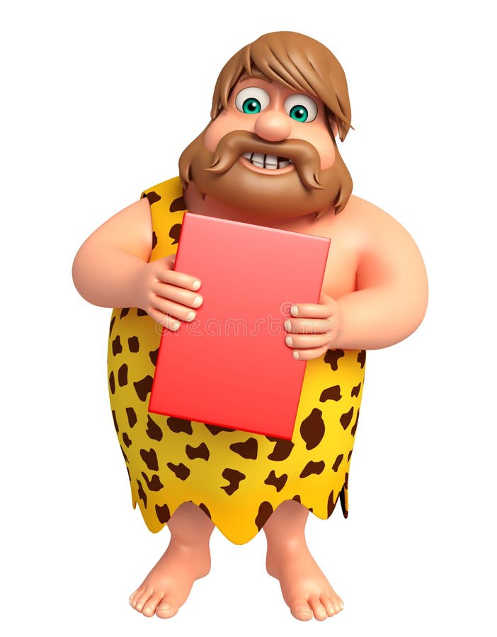Caveman with Book stock illustration. Illustration of barefoot - 77496149