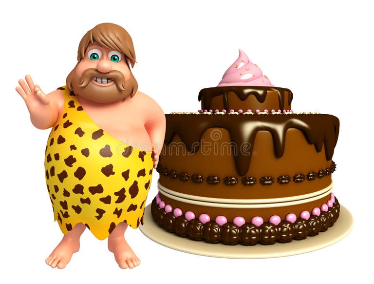 Caveman with Cake stock illustration. Illustration of beard - 77517299