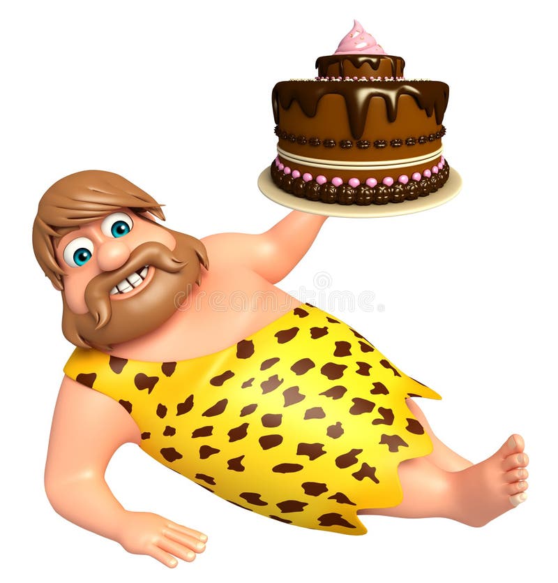 Caveman with Cake stock illustration. Illustration of aggressive - 77535617