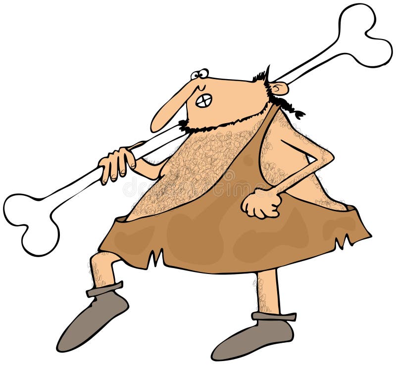 Caveman carrying a boulder stock illustration. Illustration of beard ...