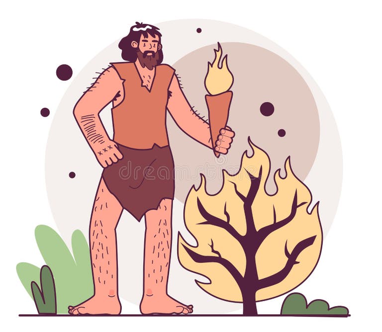 Caveman Discovering Fire Stock Illustrations – 13 Caveman Discovering ...