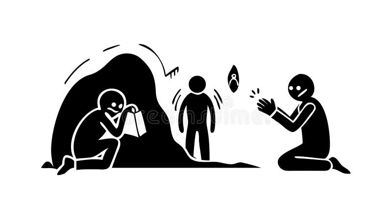 Caveman Discovery Icon for Primitive Tools, Vector Design Generative AI ...