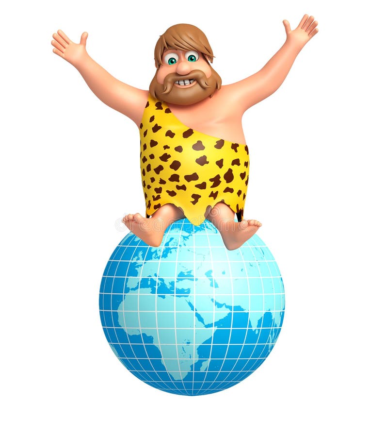 Caveman with Earth stock illustration. Illustration of paleolithic ...