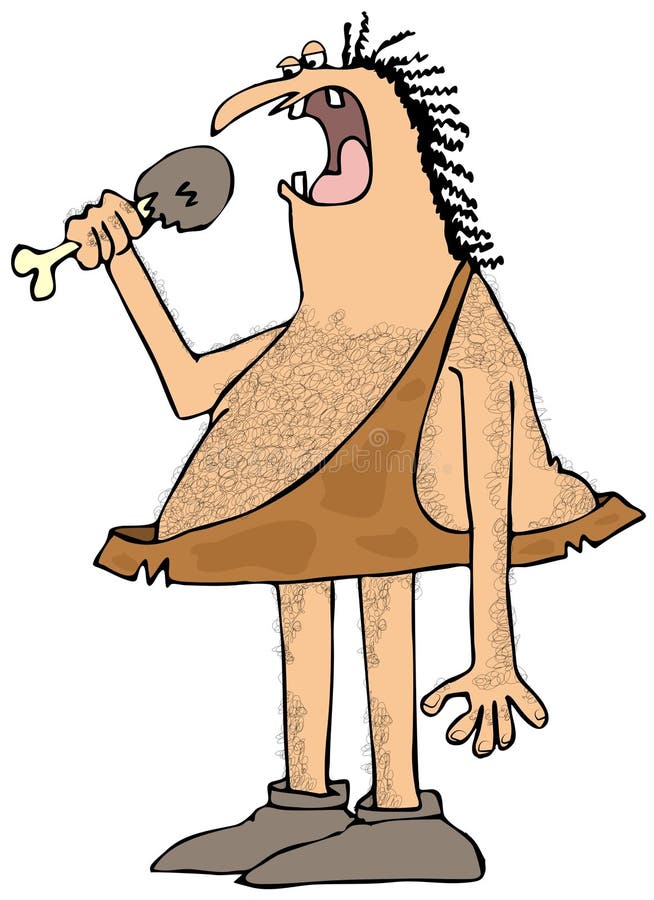 Caveman eating a drumstick stock illustration. Illustration of meal ...