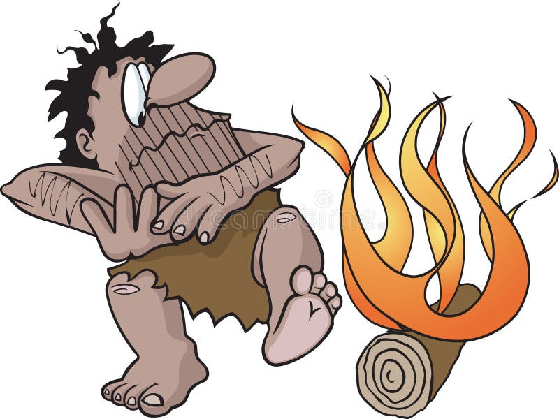 Caveman with fire stock vector. Illustration of early - 13772308