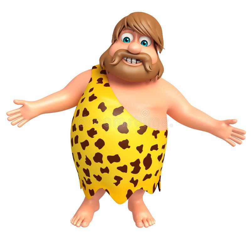 Caveman with Funny pose stock illustration. Illustration of barbarian ...