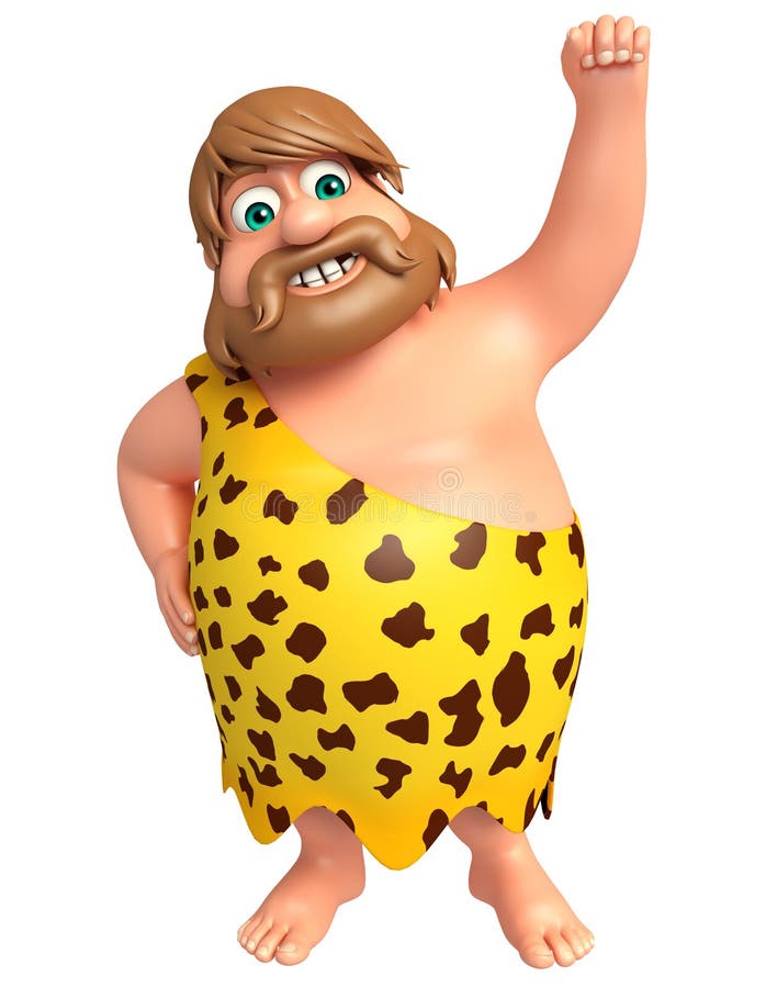 Caveman with Funny pose stock illustration. Illustration of barbarian ...