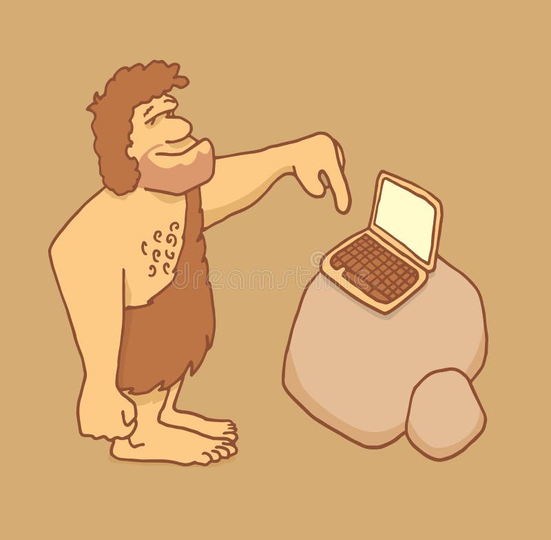 Caveman and technology stock illustration. Illustration of caveman ...