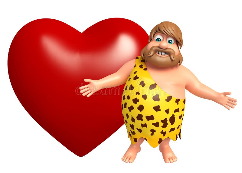 Caveman with Heart stock illustration. Illustration of heart - 77480865
