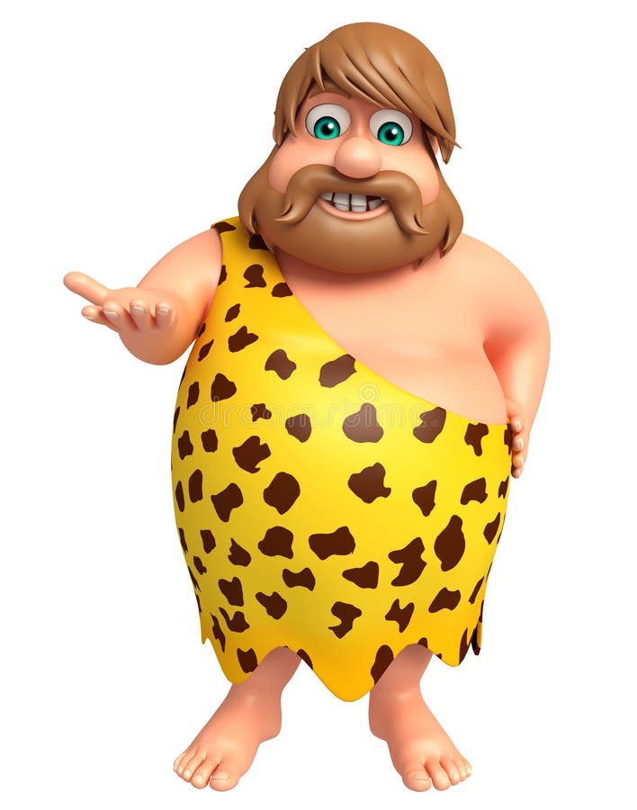 Caveman with Hold pose stock illustration. Illustration of barefoot ...