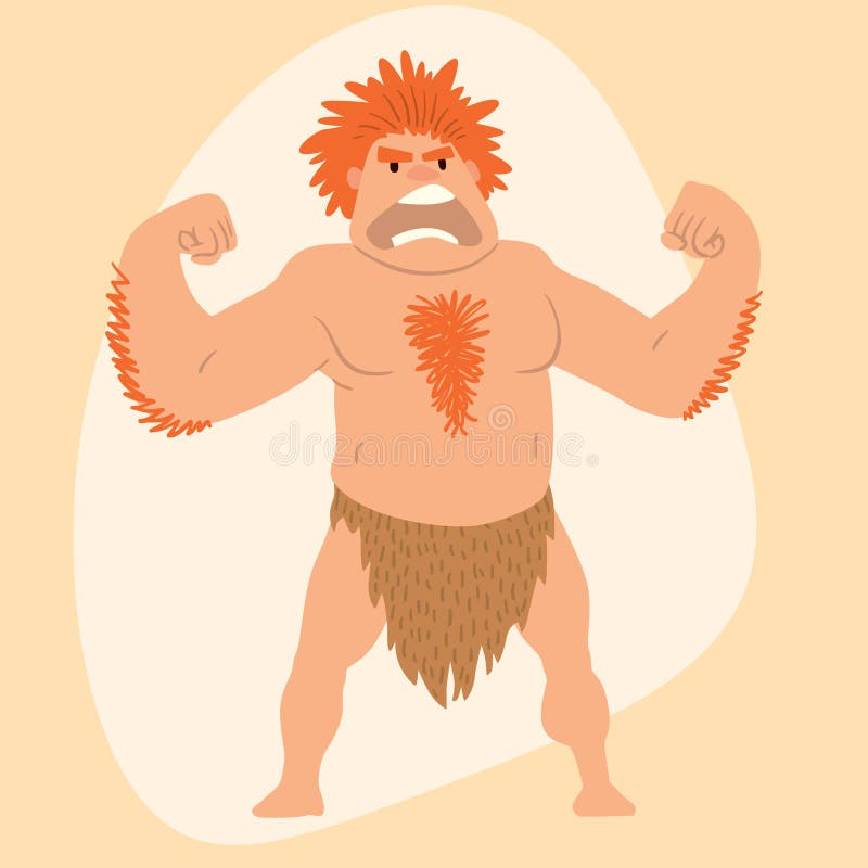 Caveman Primitive Stone Age Man Cartoon Neanderthal Human Character ...