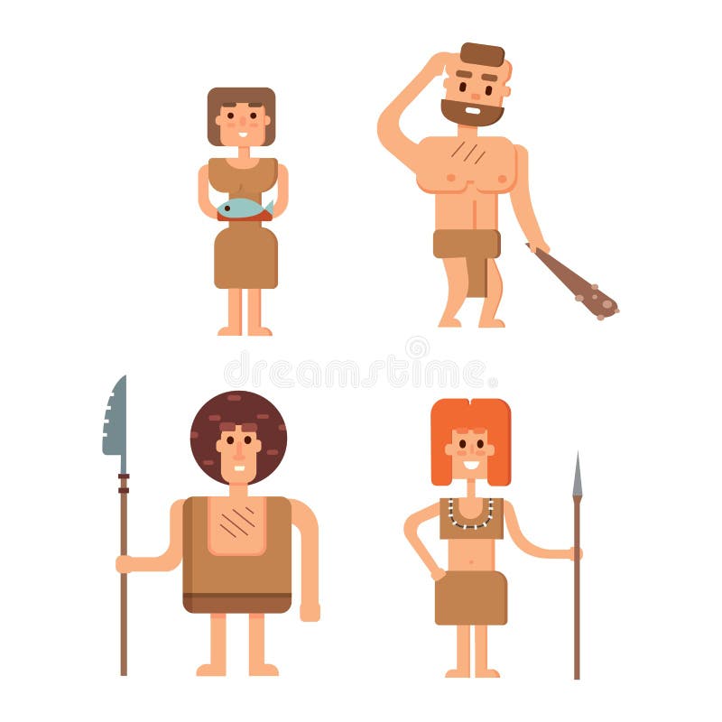 Caveman Primitive Stone Age People Stock Vector - Illustration of ...