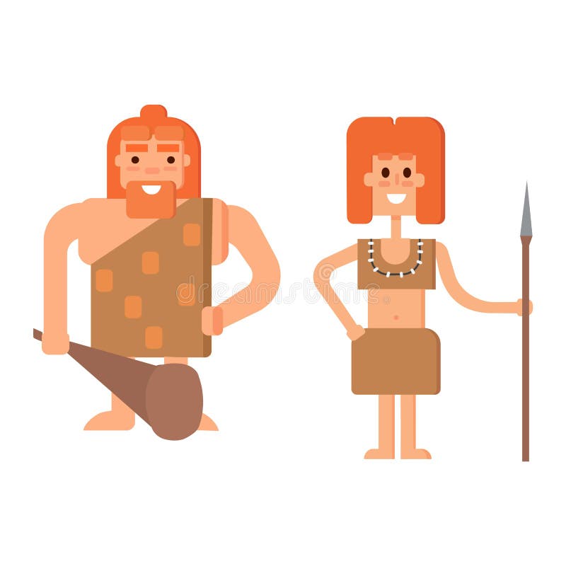 Caveman Primitive Stone Age People Stock Vector - Illustration of ...