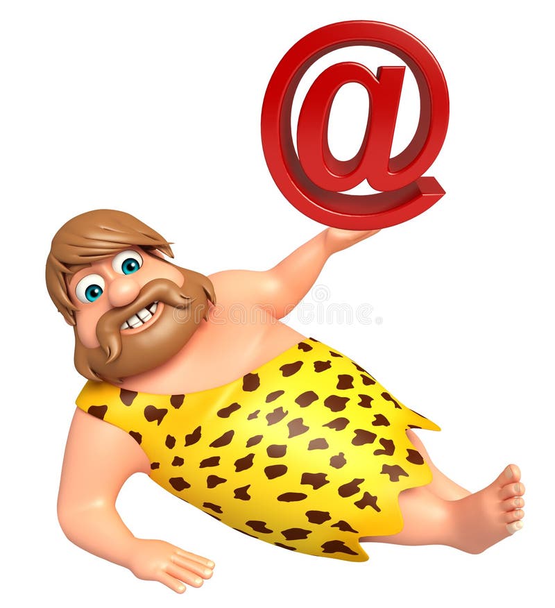 Caveman with at the Rate Sign Stock Illustration - Illustration of ...