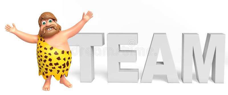 Caveman with Team sign stock illustration. Illustration of graphic ...