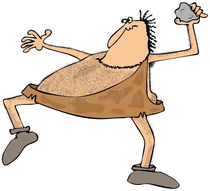 Caveman throwing a rock stock illustration. Illustration of rock - 48537963