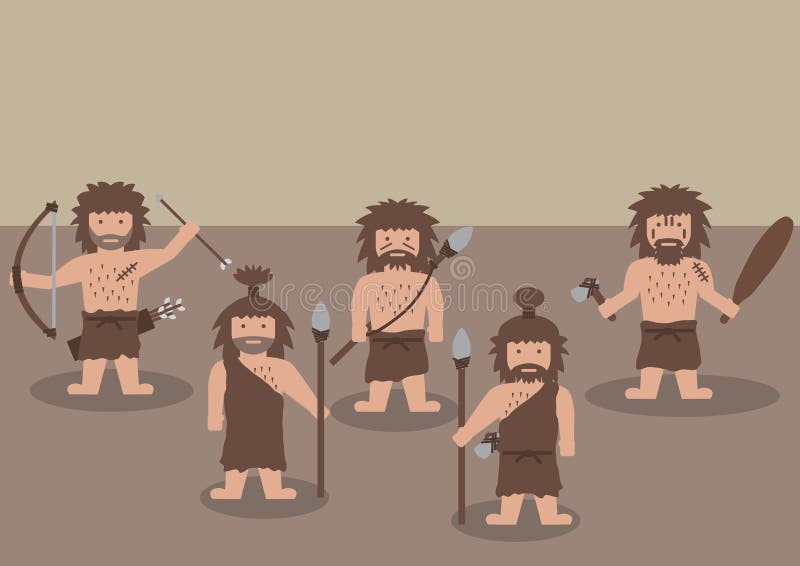 Caveman Warrior Flat Graphic Stock Vector - Illustration of barefoot ...