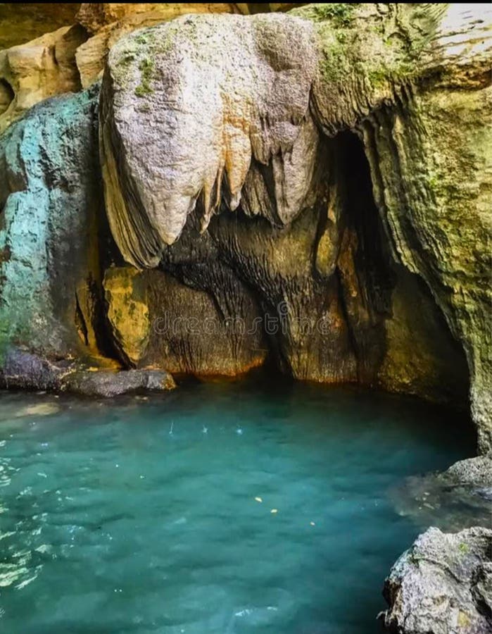 Tropical Cave with Blue Water Stock Image - Image of wadi, geology ...