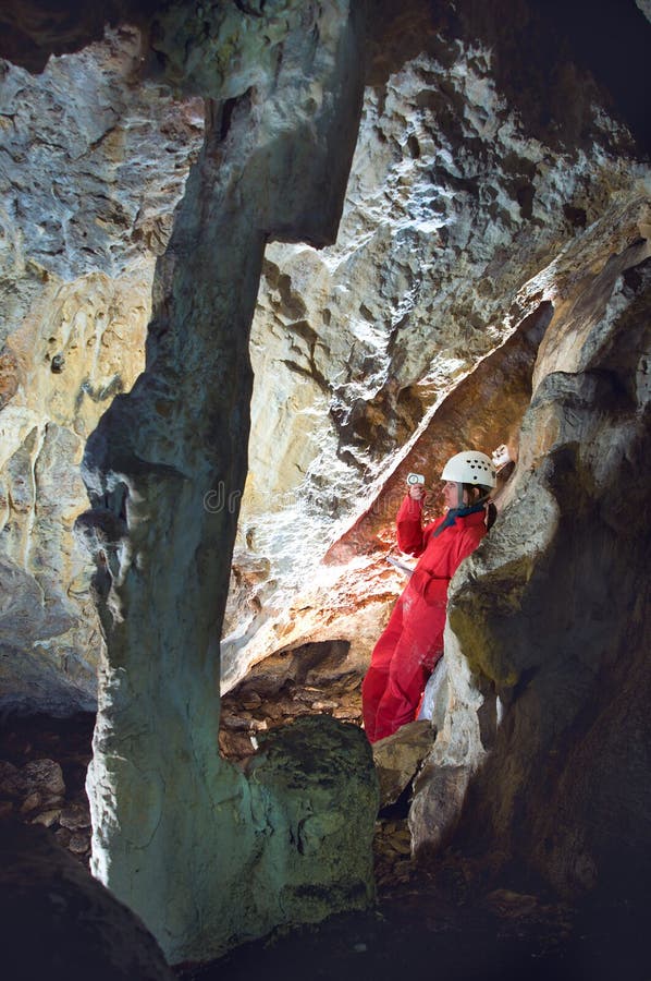 Caver Reseiving Survey Data during Cave Mapping Stock Photo - Image of ...