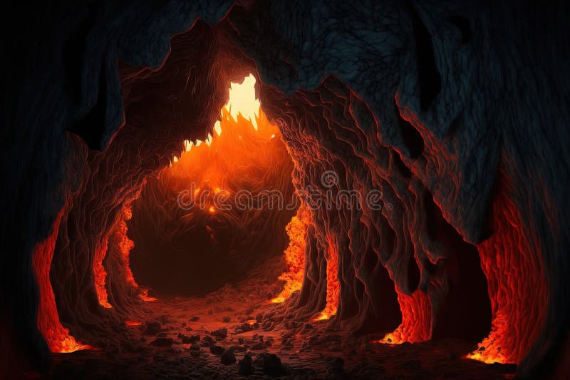 Cavern of Molten Lava Underground. Electronic Art Stock Illustration ...