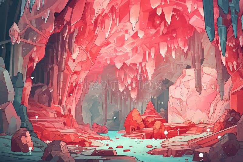 Cavern Walls Lined with Glowing Red Rubies Stock Image - Image of ...