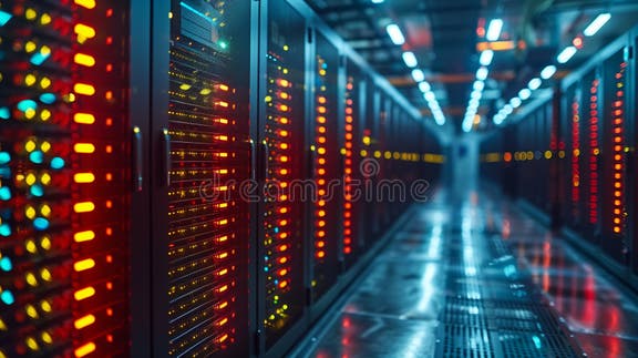 In Cavernous Barn, Rows of Powerful Video Cards and Server Equipment ...