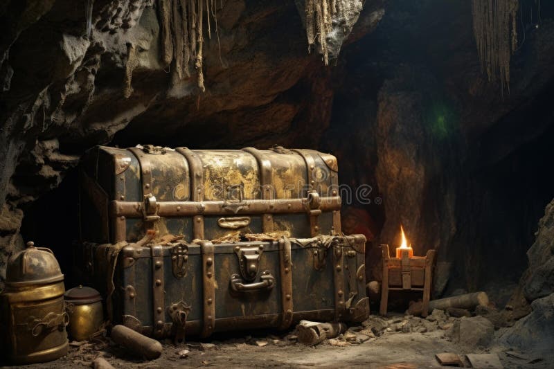 Cavernous Pirate Chest Cave. Generate Ai Stock Image - Image of ...