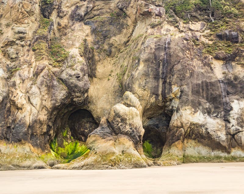 Caves in the Cliff at a Sandy Beach Stock Photo - Image of park, point ...