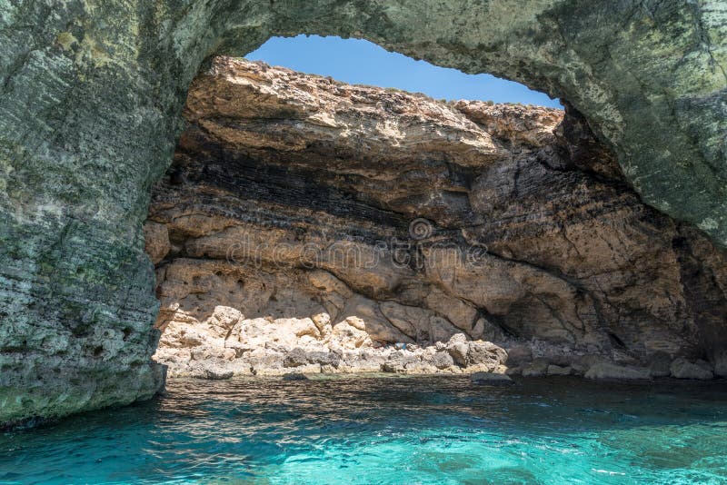 Caves in Comino, Malta stock photo. Image of lagoon, idyllic - 97083062