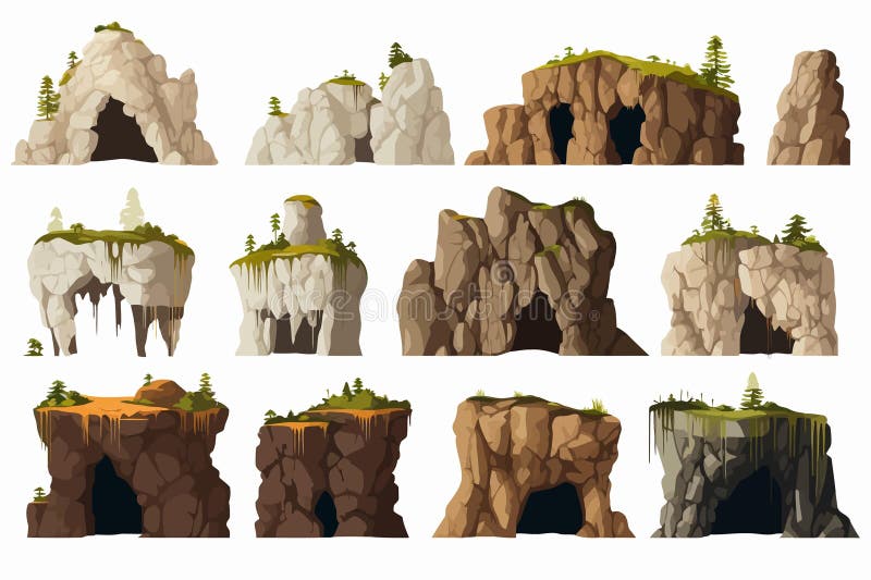 Caves Isolated Vector Style Illustration Stock Vector - Illustration of ...