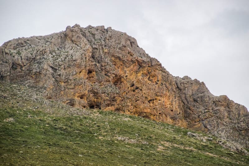 Caves in the Limestone Mountains. Void in Rock Mountain Stock Image ...
