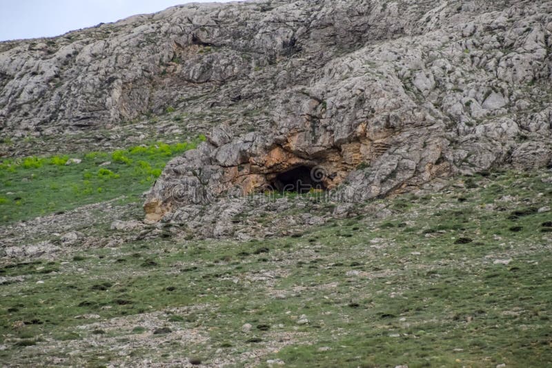 Caves in the Limestone Mountains. Void in Rock Mountain Stock Image ...