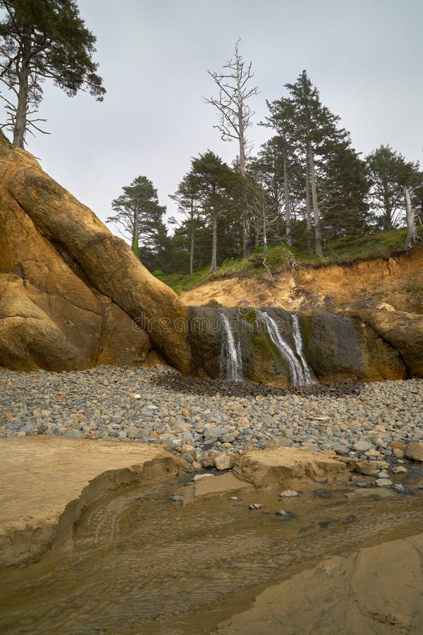 Hug Point Oregon Waterfall stock image. Image of site - 234294029