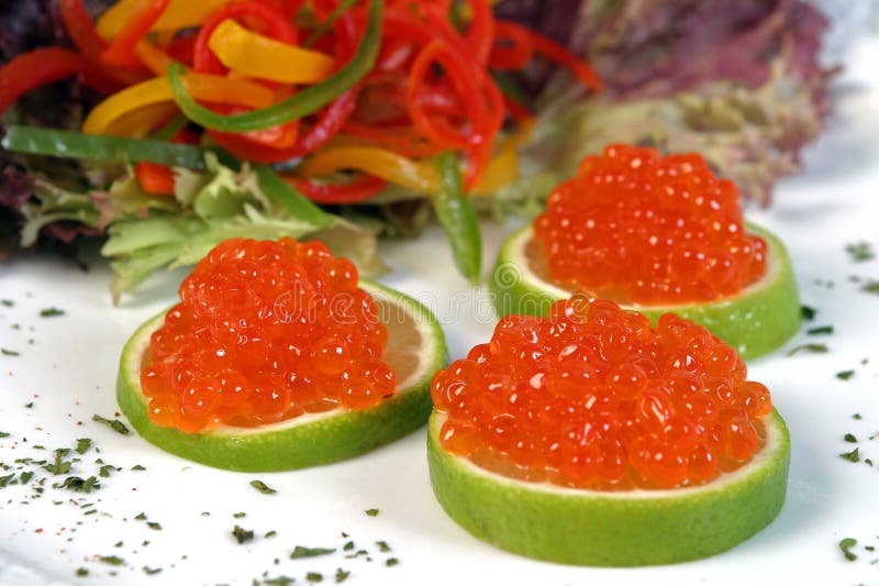 Refined Fish Roe Appetizer Fresh Lettuce Leaves Stock Photos - Free ...