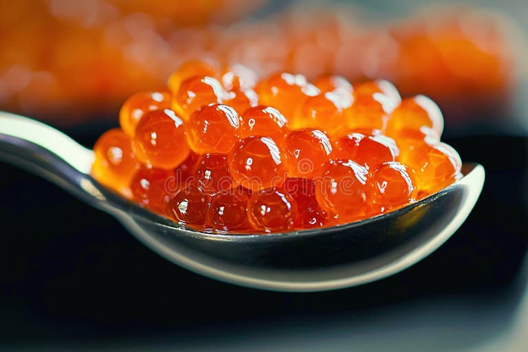 Caviar or Fish Eggs in the Spoon. Generative Ai Stock Photo - Image of ...