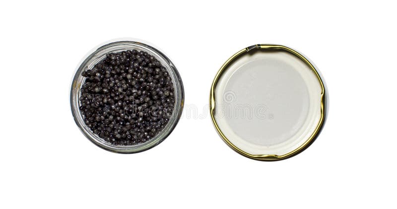 Caviar Negro En Un Tarro En Un Blanco Foto de archivo - Imagen de ...
