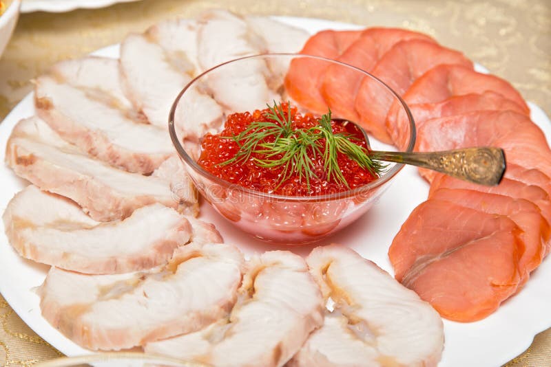Caviar on a Plate with Sliced Meat Stock Photo - Image of caviar ...
