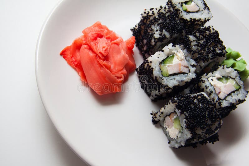 Caviar rolls stock image. Image of black, cuisine, appetizer - 61658811