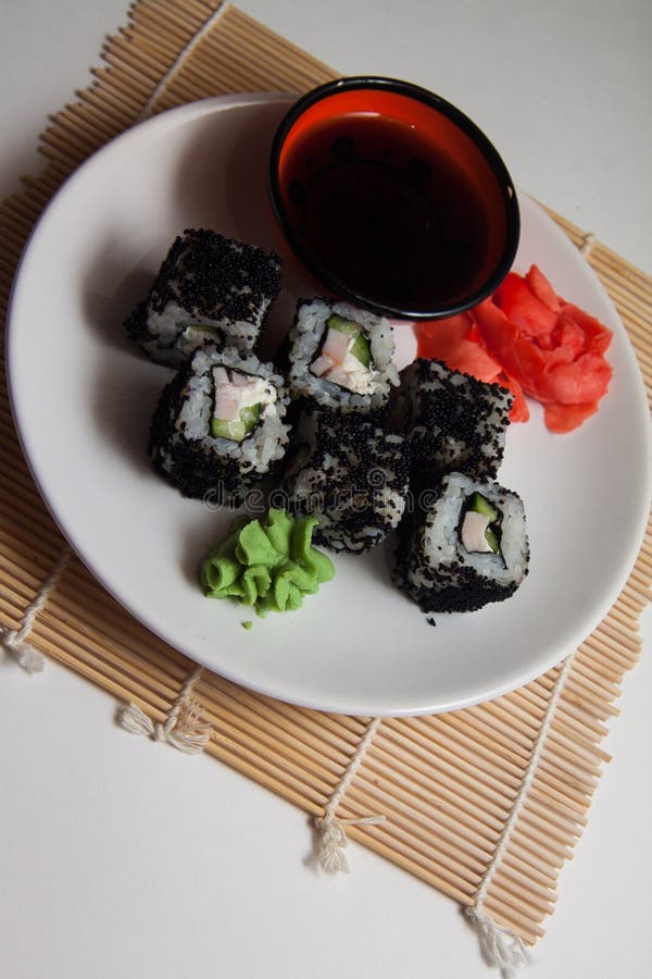 Caviar rolls stock image. Image of object, dark, black - 62309611