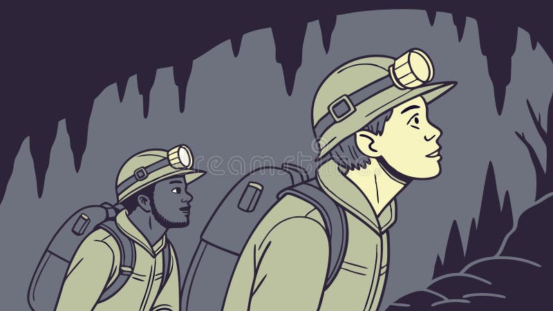Caving Explorers in Cave, Adventure and Underground Exploration Vector ...