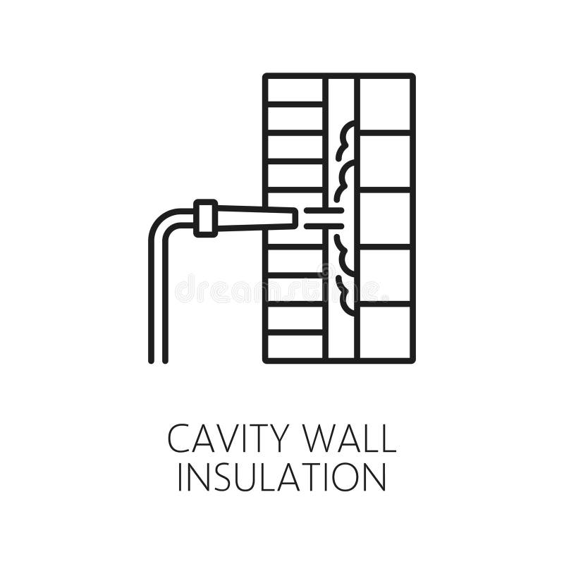 Cavity Wall Thermal Insulation Icon in Outline Stock Vector ...