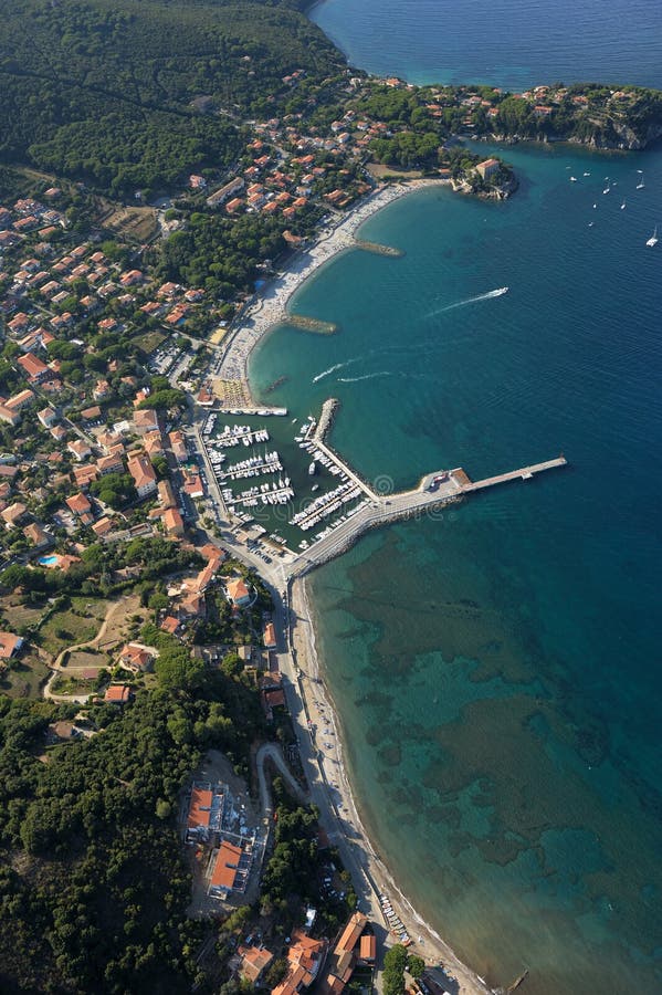 Cavo harbour-Elba island stock photo. Image of sand, beach - 27661410
